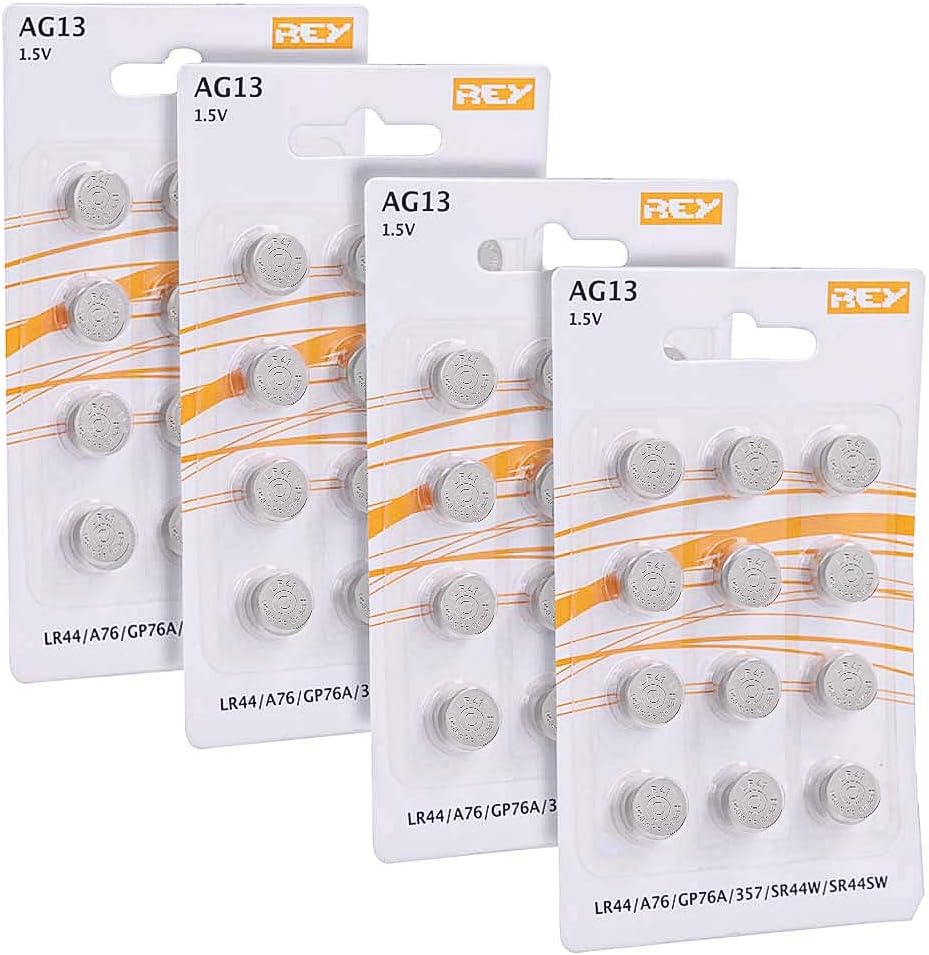 Pack de 48 Pilas AG13 1,5V Tipo Botón de Litio, LR44, A76, GP76A, 357 ...