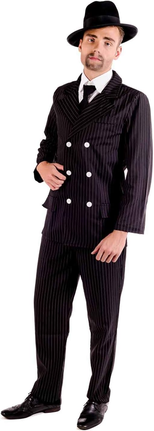 Fun Shack Mens 20s Gangster Costume Mobster Mafia Black Pinstripe Suit ...