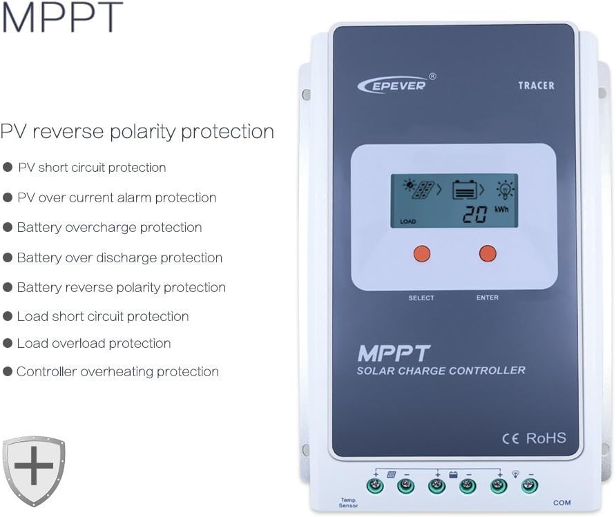 MPPT Solar Charge Controller Regulator MPPT 20A 12V 24V LCD Tracer 2210 ...
