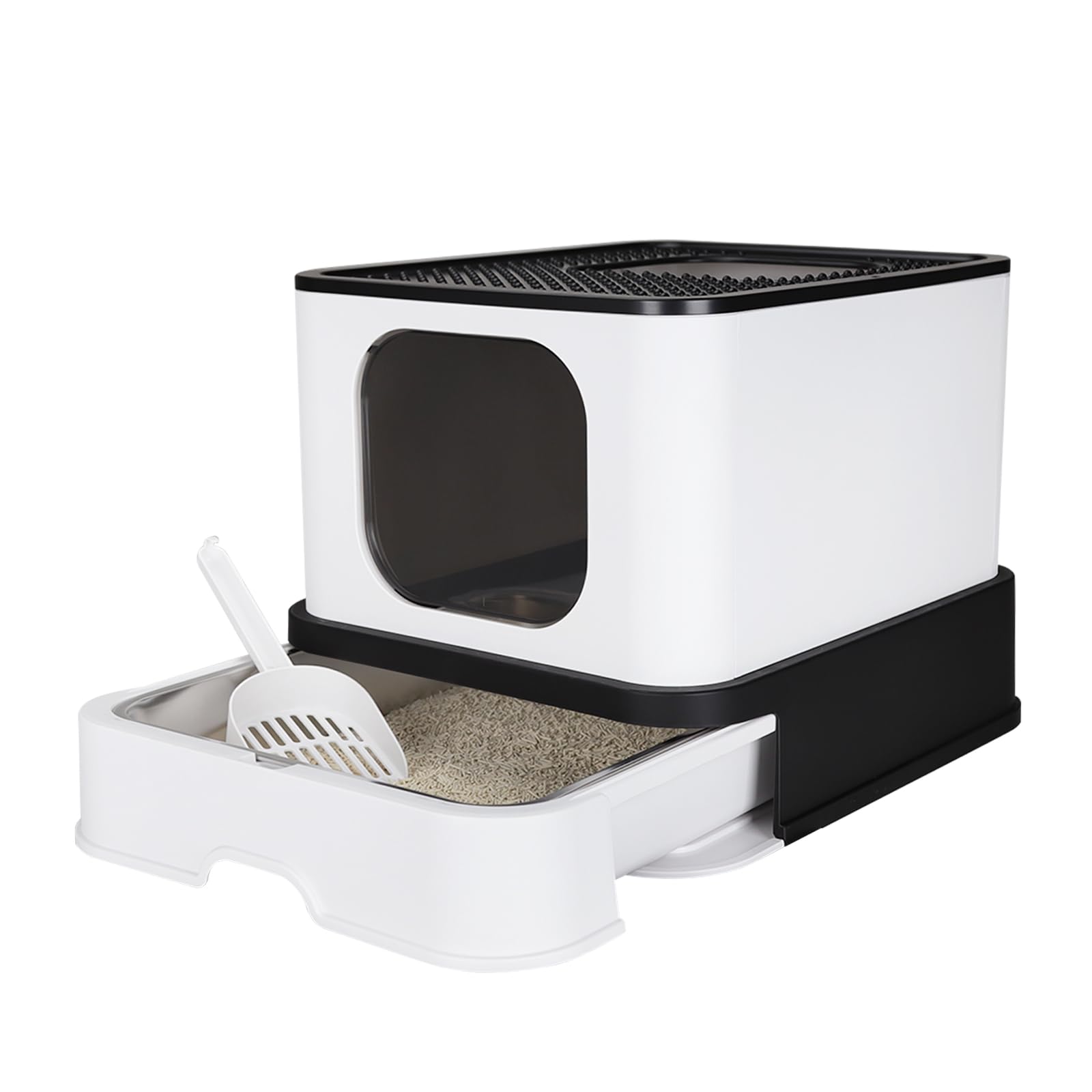 Rizzari Cat ter Box, Foldable Cat Box with Drawer, Large Capacity ...