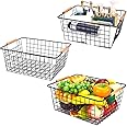 Amazon.com: LeleCAT Large black wire baskets with Wooden Handles for ...