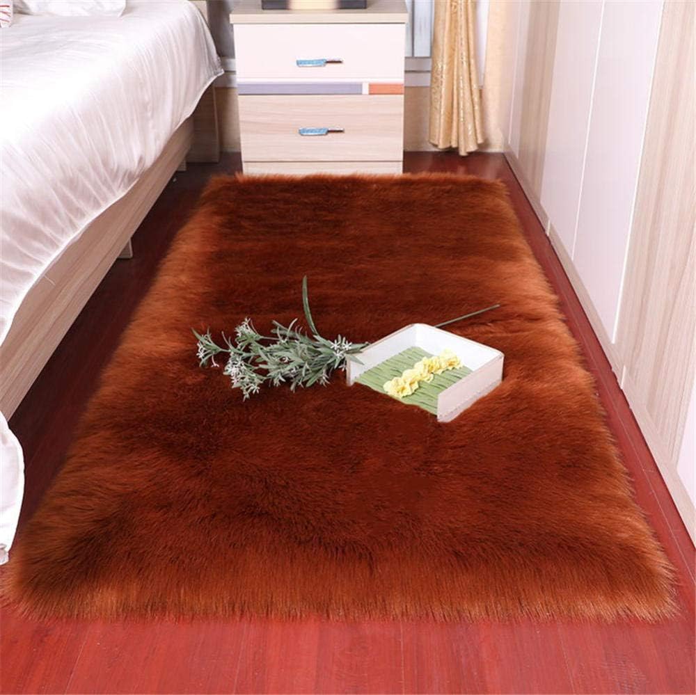 RUGMYW Hairy contemporary rug Reddish brown plus long hair bedroom rug ...