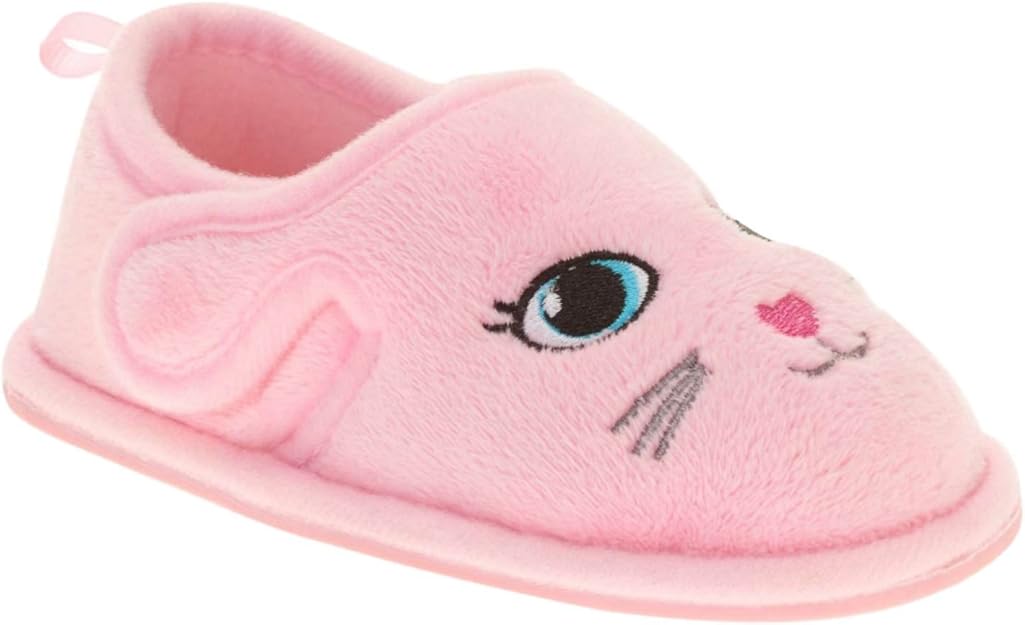 Amazon.com | Toddler Girls Pink Kitty Cat Loafer Style Slippers Animal ...