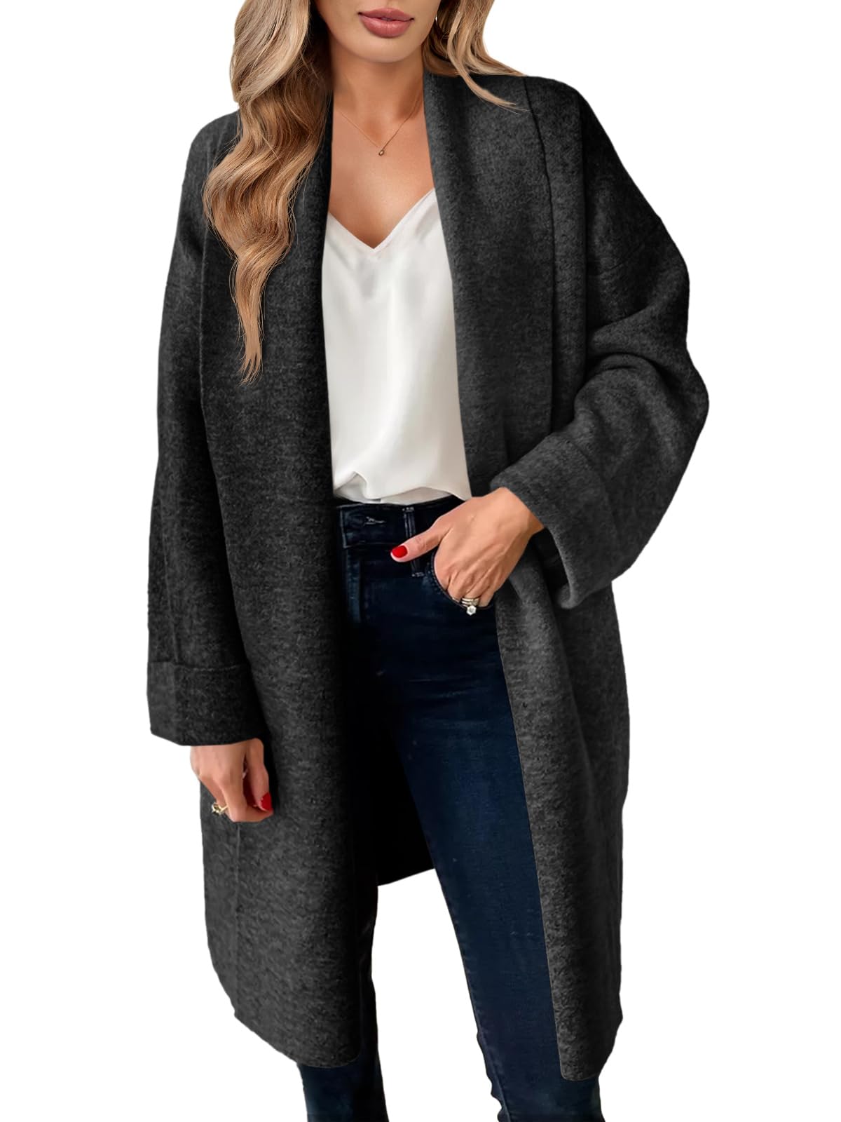 Saodimallsu Womens Long Cardigan Sweaters Chunky Open Front Oversized ...