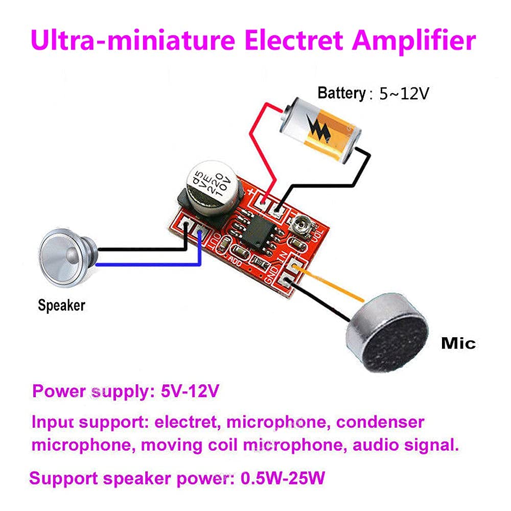 Mua 2PCS DC 5V-12V 6V 9V Micro Electret Microphone Amplifier Mini MIC ...