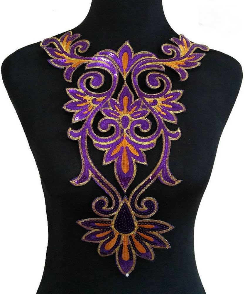 Amazon.com: Embroidered Decals Golden/Blue/Purple/Silver Trims Big Size ...