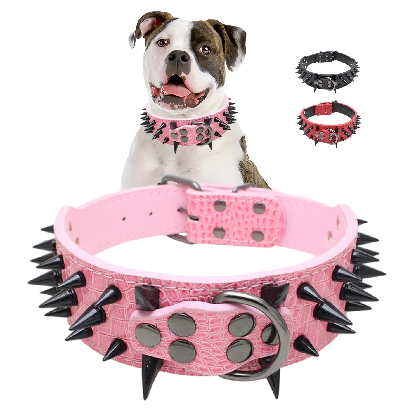 Spiked Dog Collar, Sharp Spike Studded Anti-Bite Protect Pets Neck ...