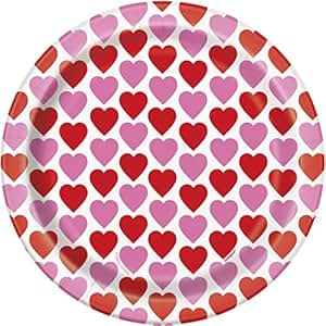 Amazon.com | Hearts Happy Valentine's Day Dessert Plates, 8ct: Dinner ...