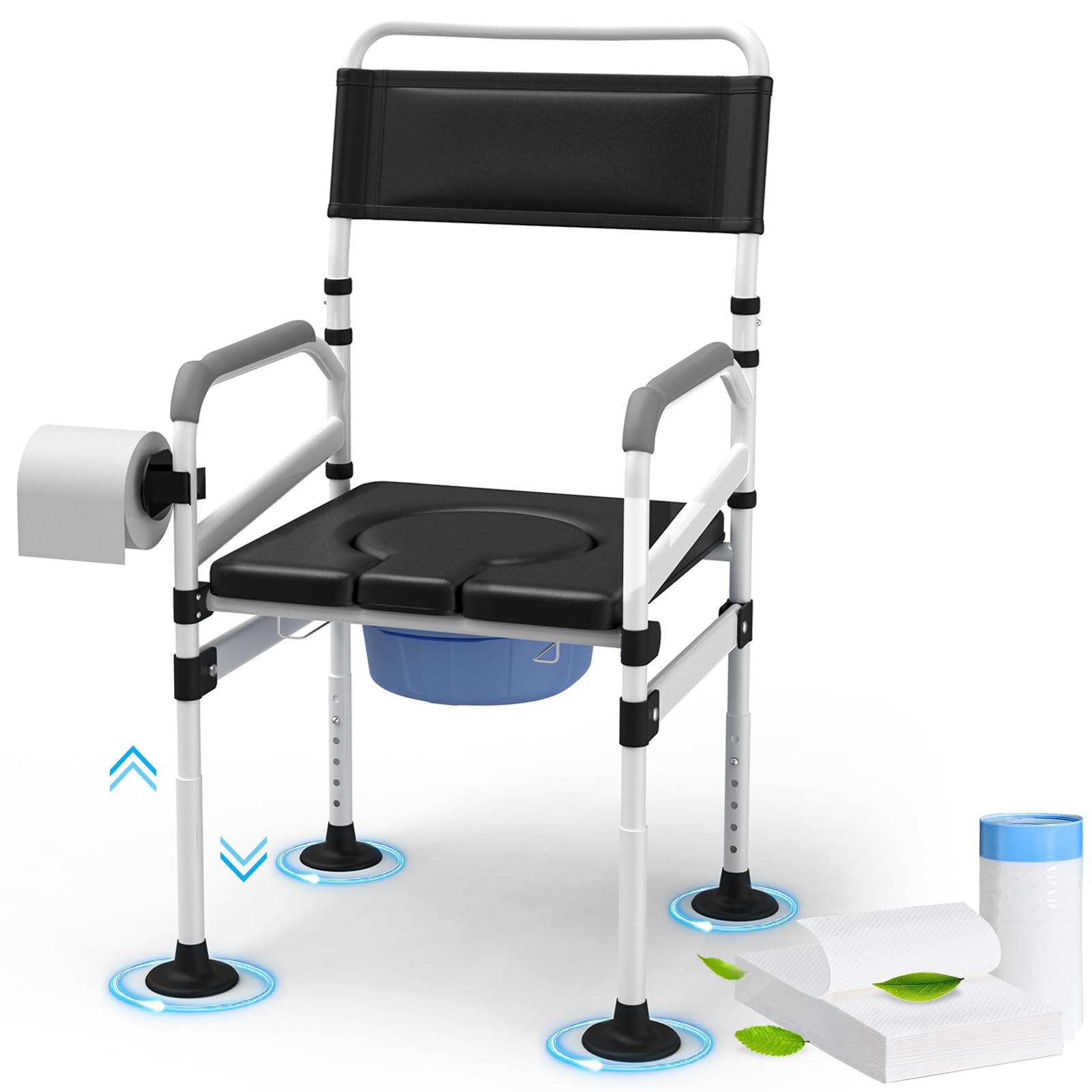4 in1 Bedside Commode Chair for Seniors Heavy Duty Raised Toilet Seat ...