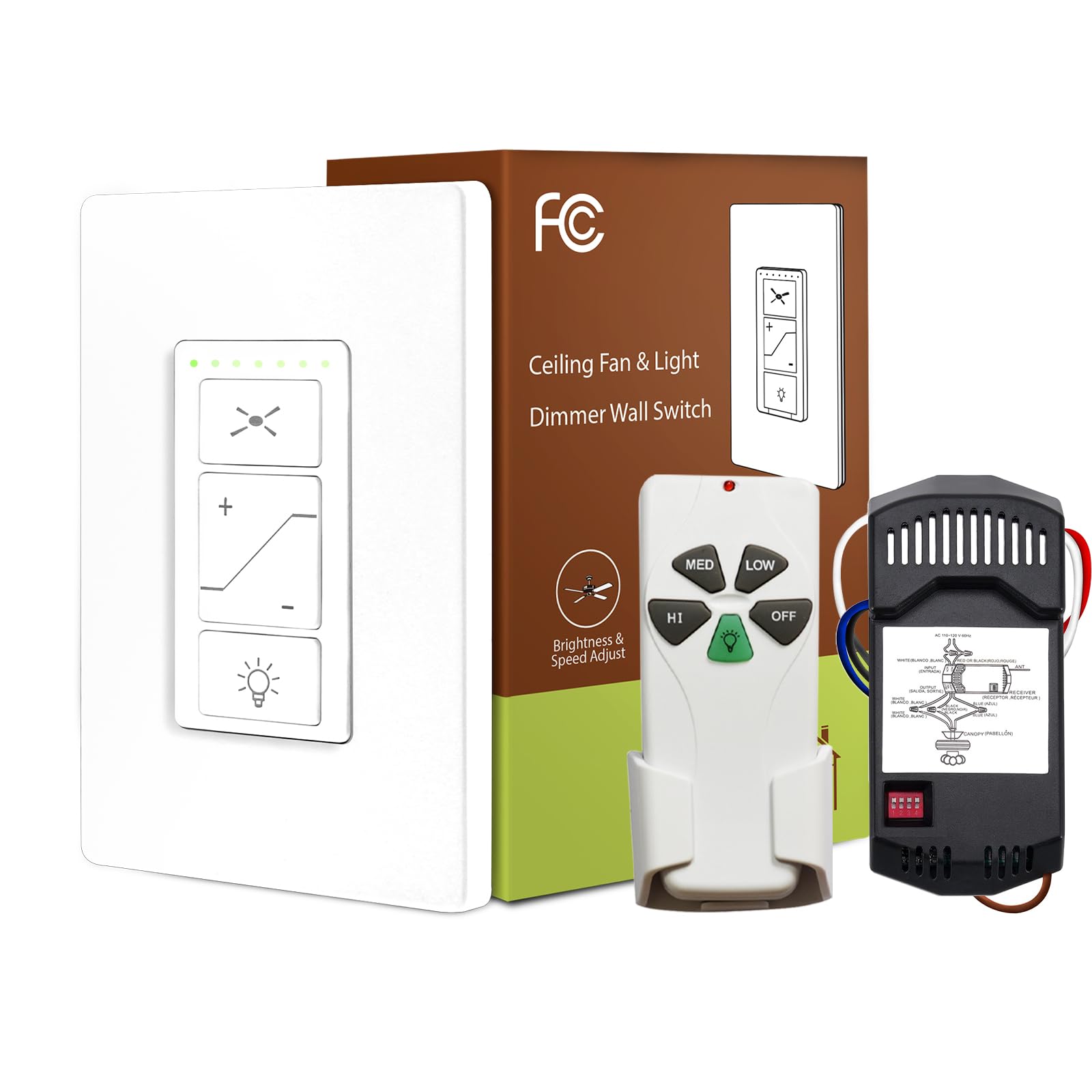 Ceiling Fan Remote Control Kit, Universal Ceiling Fan Remote and Dimmer ...