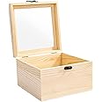 Amazon.com: Useekoo Unfinished Wooden Display Box with Glass Top Hinged ...