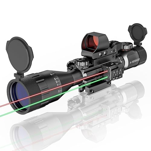 4-16x50AO Rifle Scope Combo Red/Green Dual Illuminated with Tail Switch ...