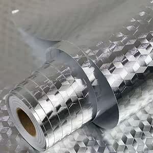 Amazon.com: Kitchen Waterproof Oil Proof Aluminum Foil Sticker, Silver ...