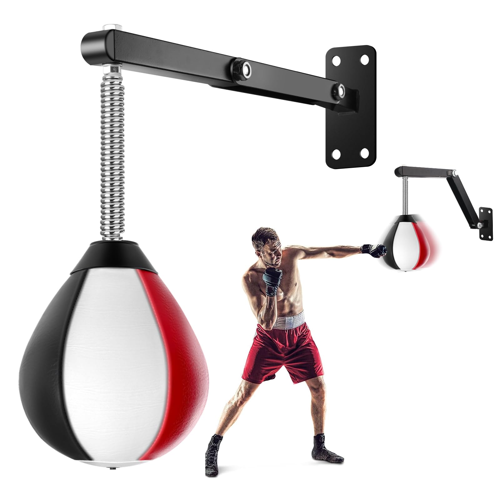 Speed Bags for Boxing, Height Adjustable Wall Mount Punching Bag ...