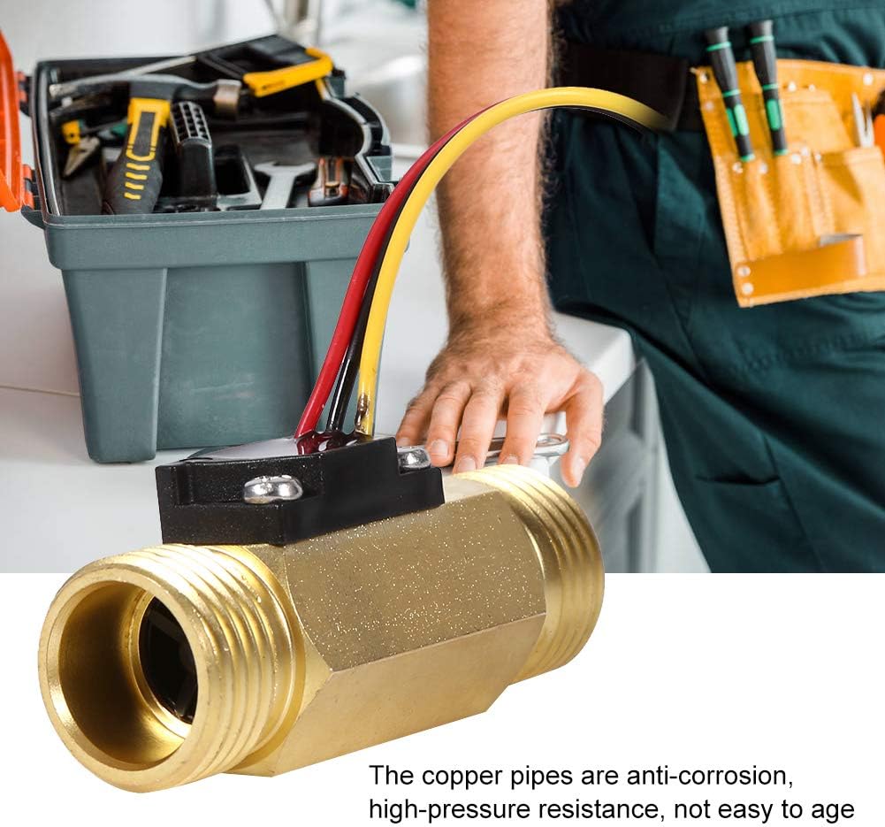 Flow Sensor Connector，60mm G1/2″ Copper Thread Hall Effect Liquid Water ...