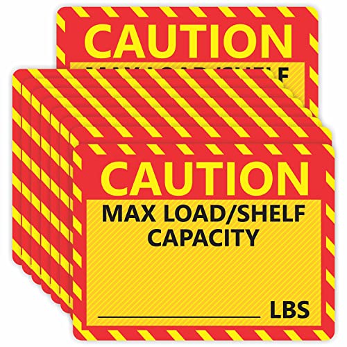 Pallet Rack Capacity Labels - (Pack of 60) 4"x3" Large Caution MAX Load ...