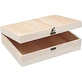 Amazon.com: LANIAKEA Unfinished Wood Box, 12" x 9" x 5" Large Wooden ...