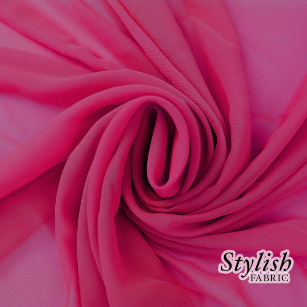 Amazon.com: 58" HOT Pink Solid Color Sheer Chiffon Fabric by The Bolt ...