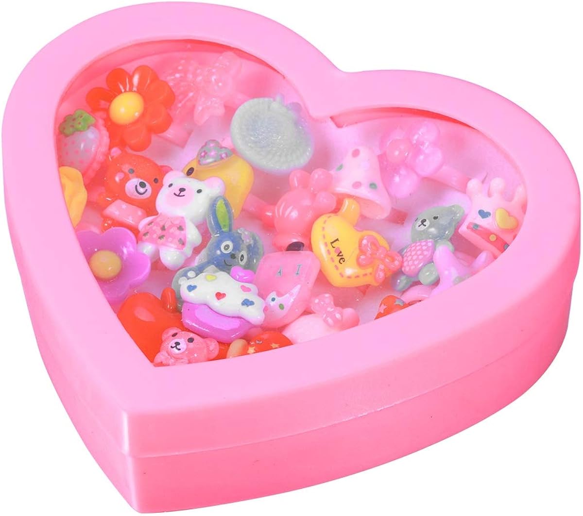 YeahiBaby Colorful Adjustable Rings for Kids Plastic Rings Crystal with ...