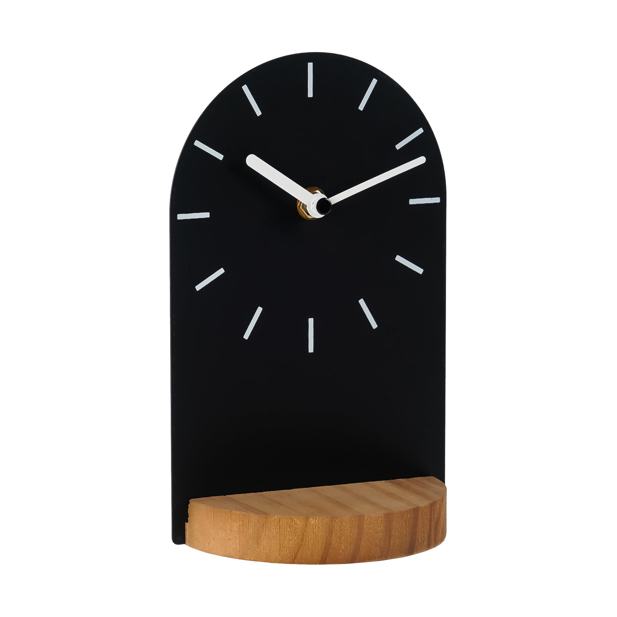 SOFFEE DESIGN One-Piece Table Clock Iron Sheet with Wooden Base Ins ...