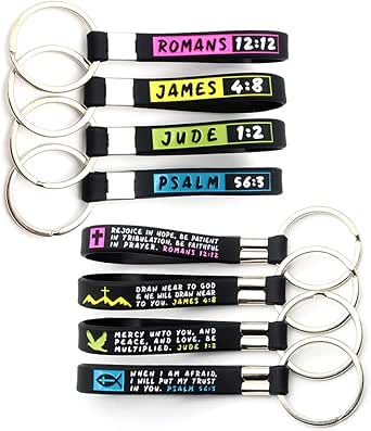 (12-pack) Christian Religious Bulk Keychains with Bible Verses ...