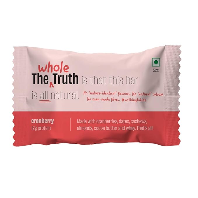 The Whole Truth - Protein Bars - Cranberry - Pack of 6 (6 X 52G) - No ...