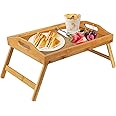 Amazon.com - Bamboo Bed Tray Table with Foldable Legs, Breakfast Tray for Sofa, Bed, Eating ...
