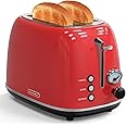 Amazon.com: Toaster 2 slice,Retro Stainless Steel Toaster with 6 ...