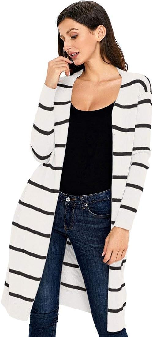 Cardigan Largo Mujer Primavera Otoño Elegantes Flecos Manga Largo ...