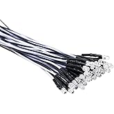EDGELEC 30pcs 12 Volt 5mm White LED Lights Emitting Diodes Pre Wired 7. ...