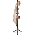 Amazon.com: Azaeahom Wooden Coat Rack Stand, Free Standing Coat Rack ...