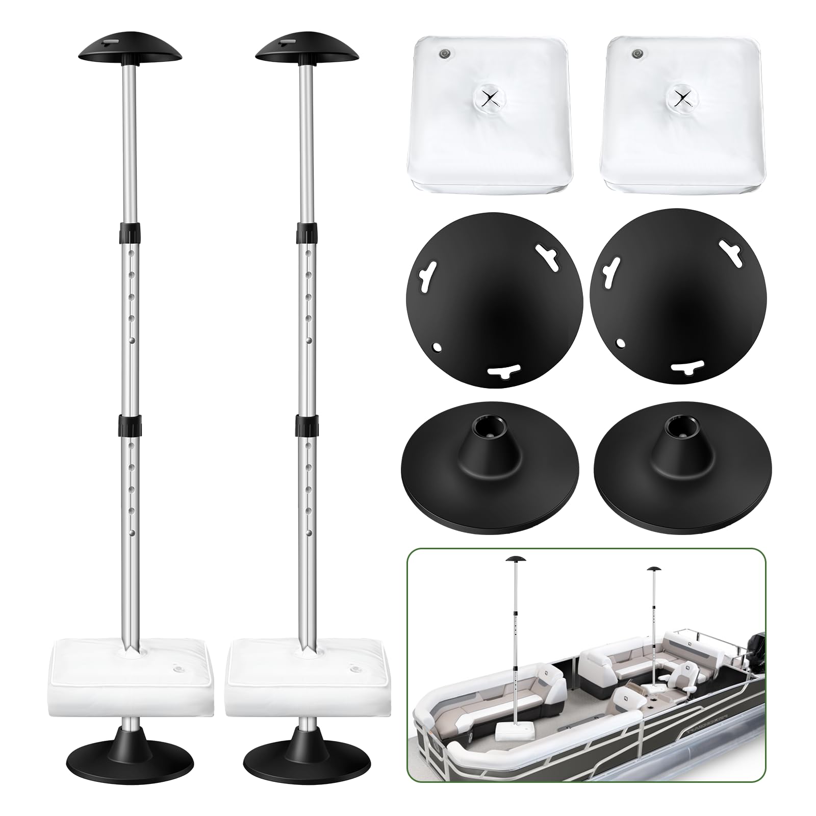 Mionovity Pontoon Boat Cover Support Poles, Adjustable Height Boat ...