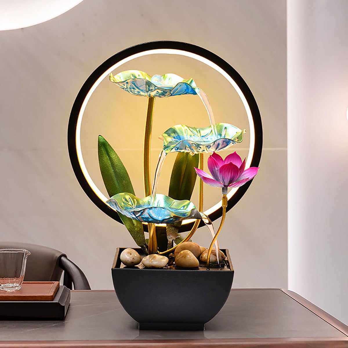 Bocnity Water Fountain Indoor Waterfall Fountain Tabletop Fountain ...