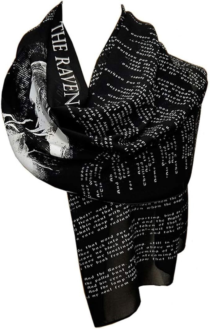 Universal Zone The Raven by Edgar Allan Poe Chiffon scarf. Black scarf ...