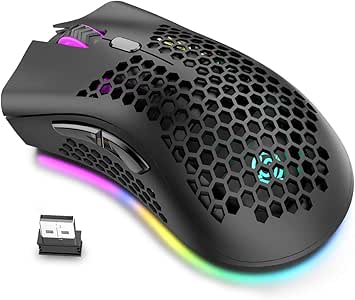 Wireless Lightweight Gaming Mouse, Ultralight Honeycomb Mice with RGB ...