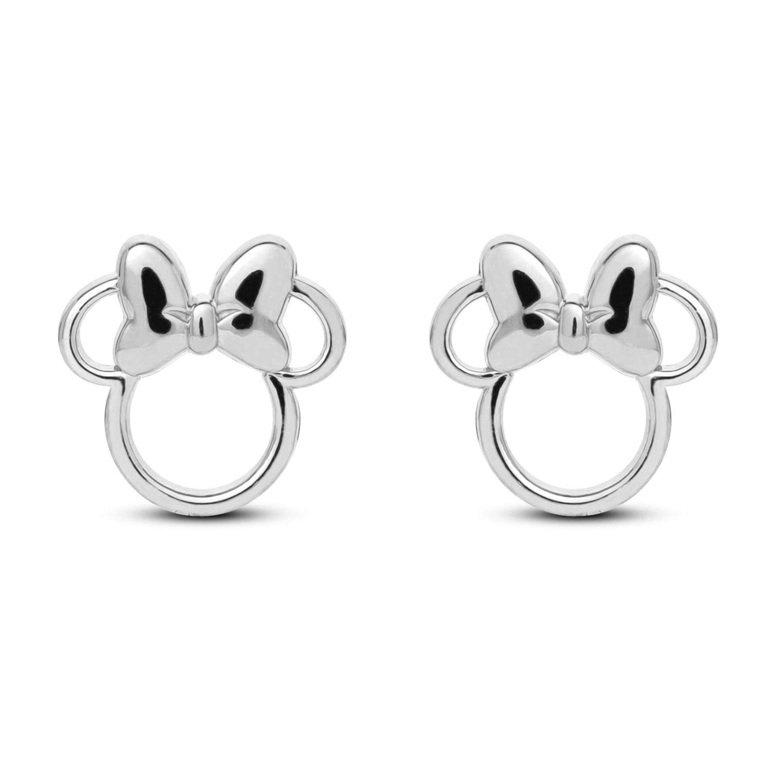 925 Sterling Silver Mickey Minnie Mouse Stud Earrings Push Back 14k ...