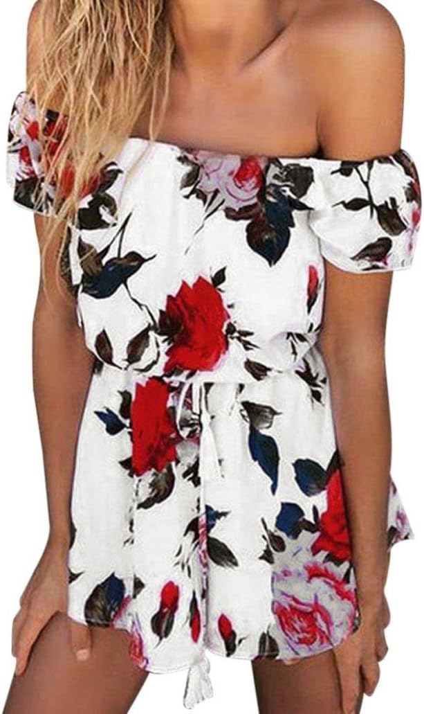 Mono Sexy Mujer Verano Monos Mujer Fiesta Corto Mujeres impresión Flor ...