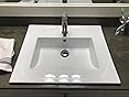 eclife 24" Drop in Rectangle 1.5 GPM Bathroom White Ceramic Sink Top Countertop with Chrome ...