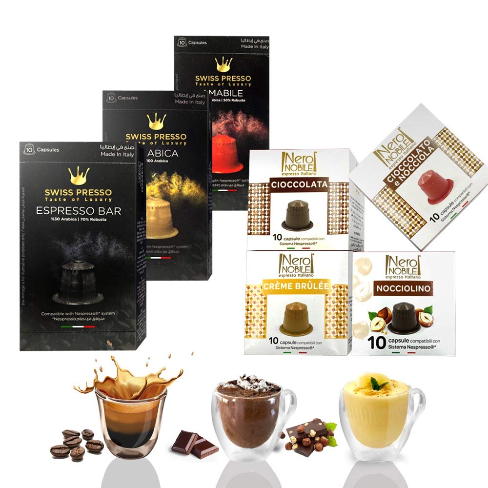 Buy Swiss Presso Italian Espresso, Chocolate, Creme Brulee s 7 Packs of ...