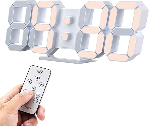 LED Digital Desk Clock, Table Wall Clocks 9.7” Brightness Adjustable ...