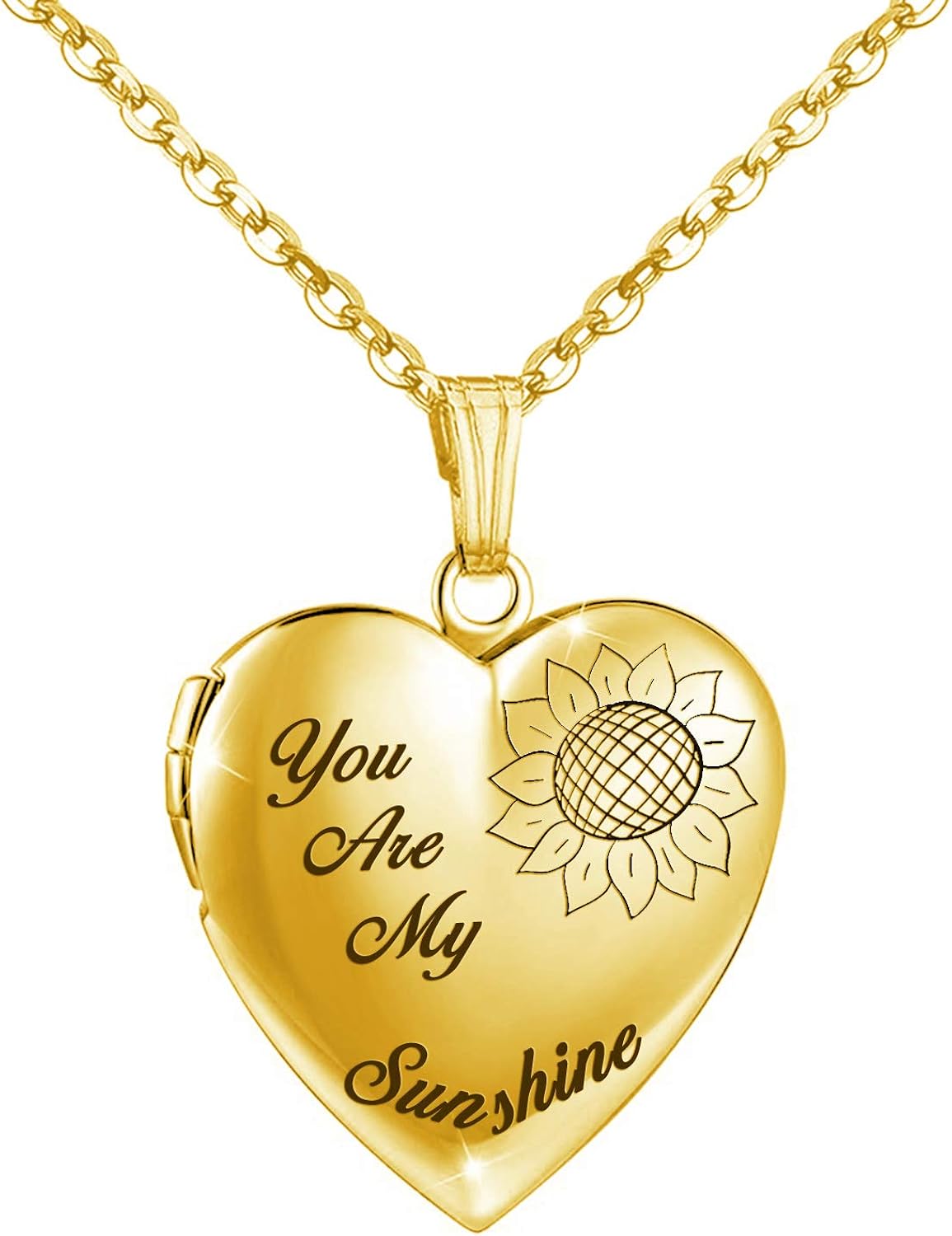Amazon.com: YOUFENG You are My Sunshine Necklace Sunflower Locket ...