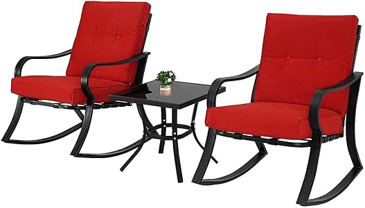 Amazon.com: Oakmont Outdoor Furniture 3 Piece Bistro Set Rocking Chairs ...