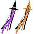Amazon.com : 2 Pack Halloween Witch Hat Windsock Flag Decorations, 35 ...