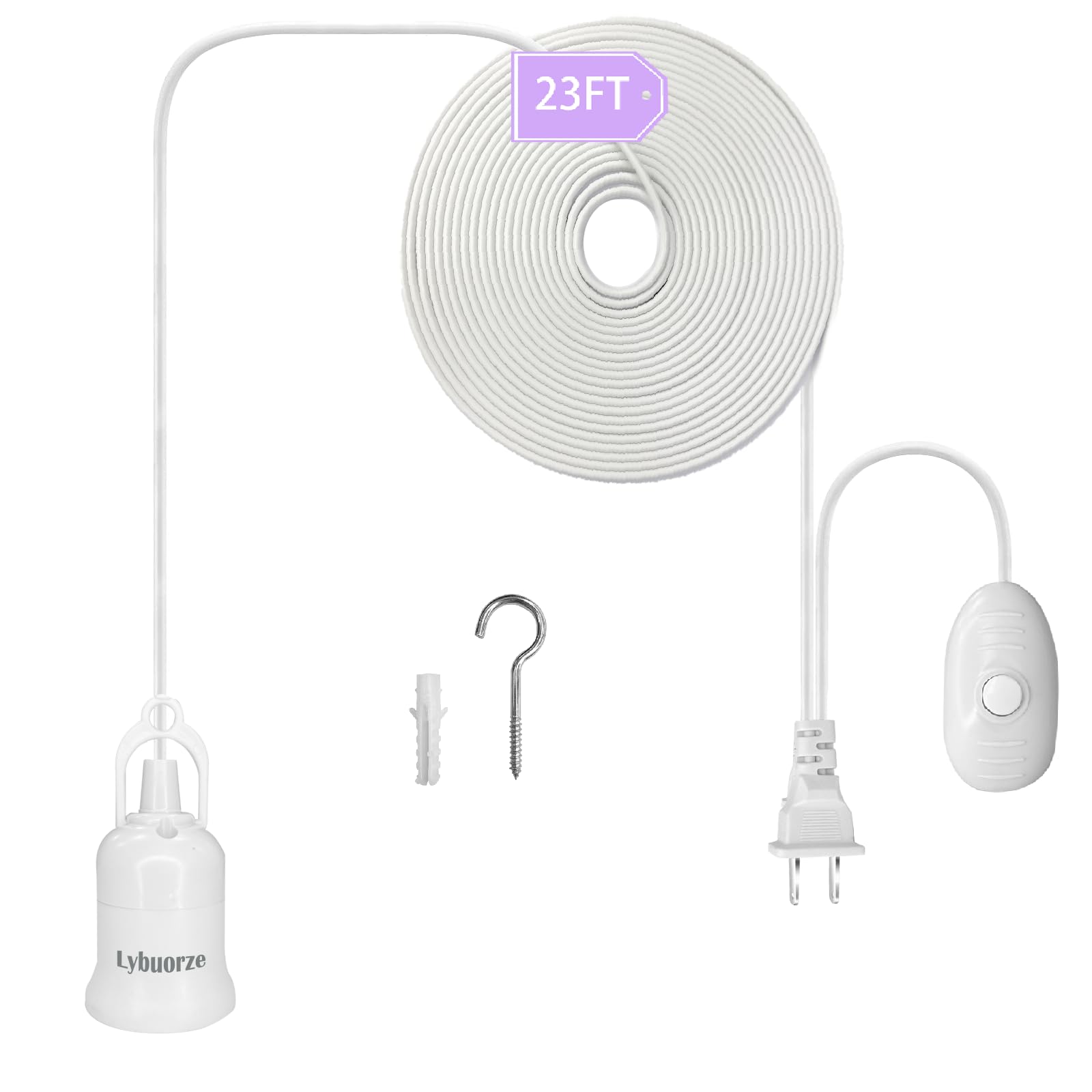 Lybuorze 23 ft Extension Hanging Lantern Pendant Light Lamp Cord Cable ...