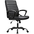 Amazon.com: Furmax Mid Back Ribbed Desk Chair PU Leather Executive ...