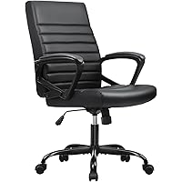 Amazon.com: Furmax Mid Back Ribbed Desk Chair PU Leather Executive ...