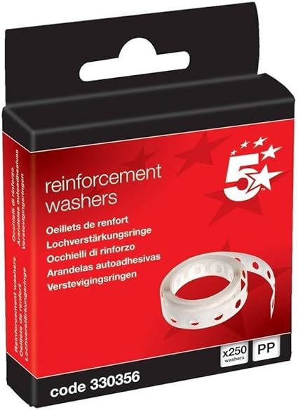 5 Star Vinyl Reinforcement Washers [Box 250]: Amazon.co.uk: Office Products