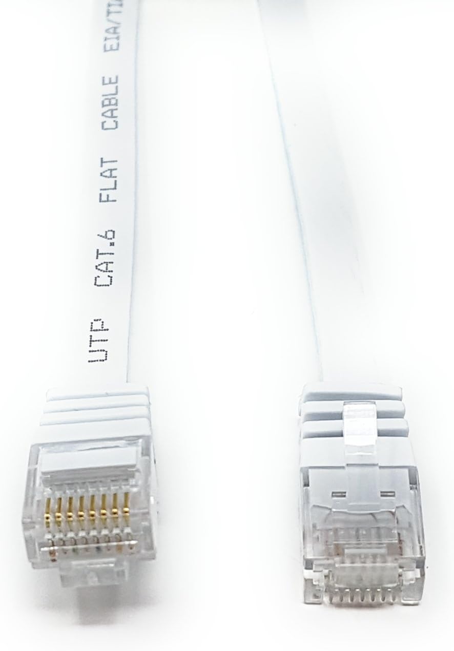 MainCore 1m Long Flat White CAT.6 / CAT6 (RJ45 to RJ45) Ethernet ...