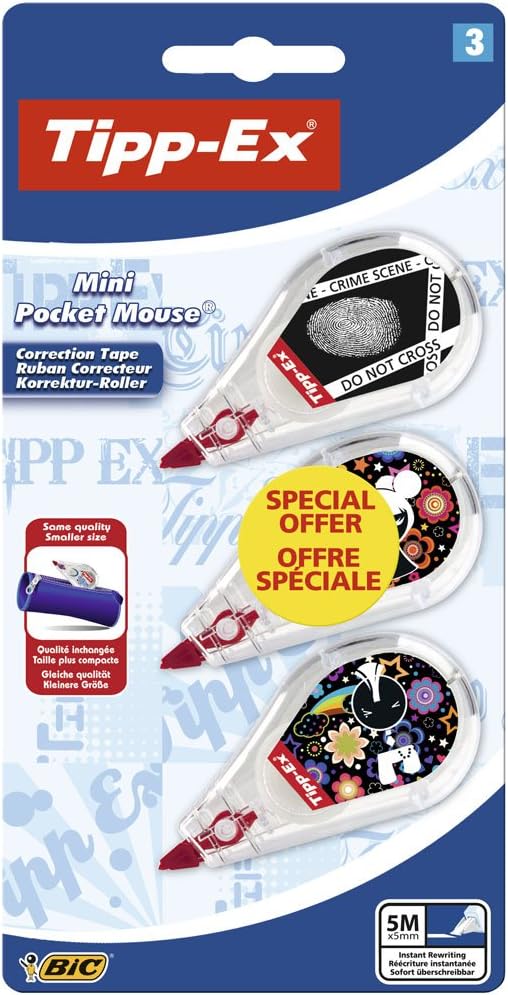 Tipp-Ex Mini Pocket Mouse Corrector Tape Standard Blister Pack of 3 ...