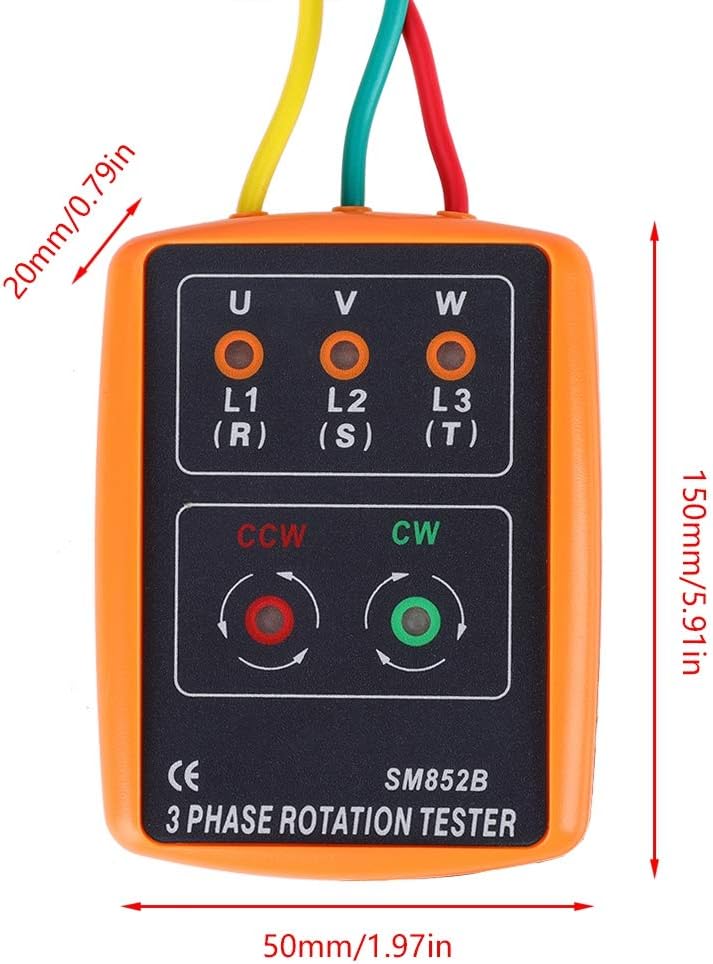 Phase Rotation Tester, SM-852B 3-Phase 60V~600V AC Sequence Order ...